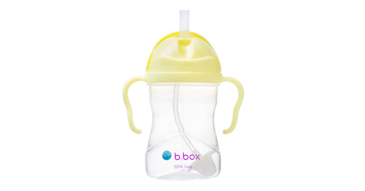 Sticla de apa cu pai B.Box Gelato Banana Split, Polipropilena/Silicon ...