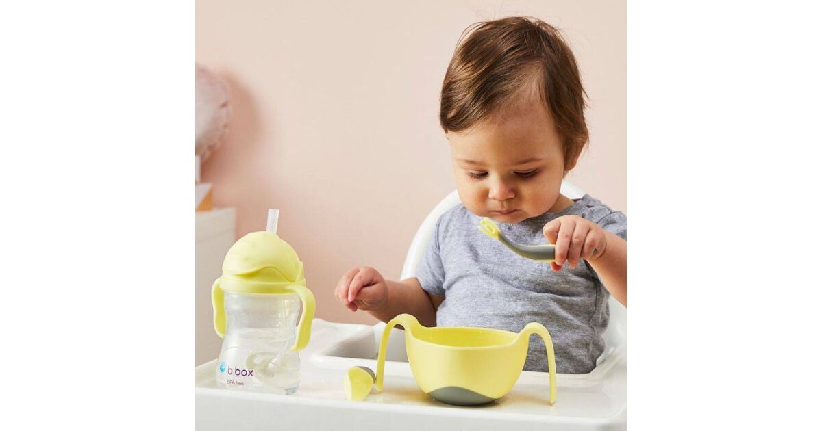 Sticla de apa cu pai B.Box Gelato Banana Split, Polipropilena/Silicon ...