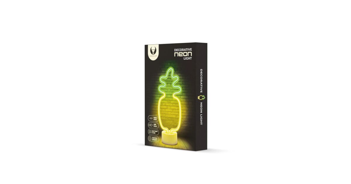 Forever Light PINEAPPLE talpon álló neon LED lámpa USB-C FSC-12 narancs ...