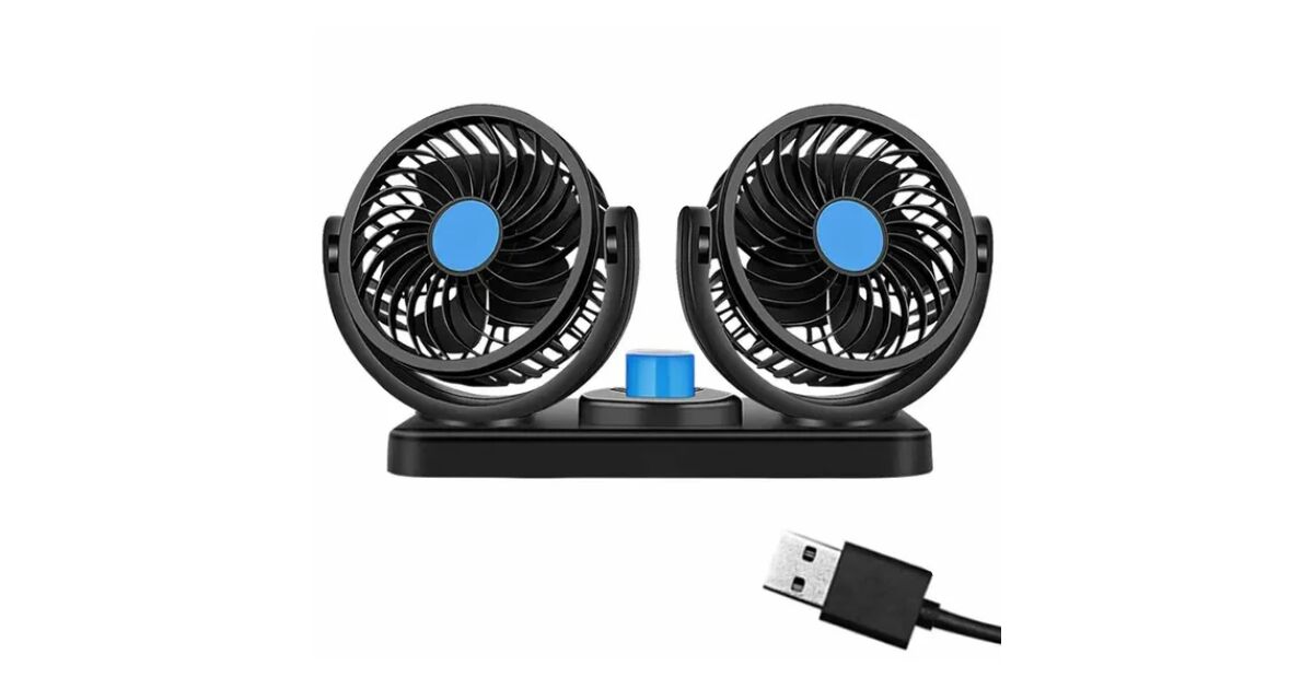 Dupla autós USB ventilátor, 2 fokozattal, állítható fejjel | Pepita.hu