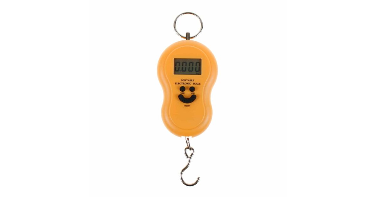 Kézi digitális mérleg horoggal, 50 kg kapacitás, háttérvilágításos LCD ...
