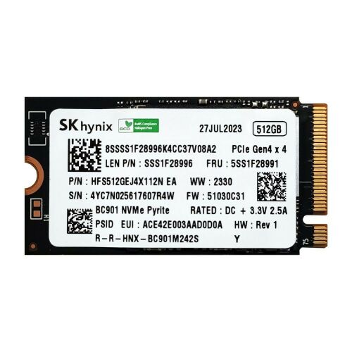 Lenovo SK hynix 512GB BC901 M.2 Gen4 x4 NVME SSD meghajtó kártya, (2242 ...