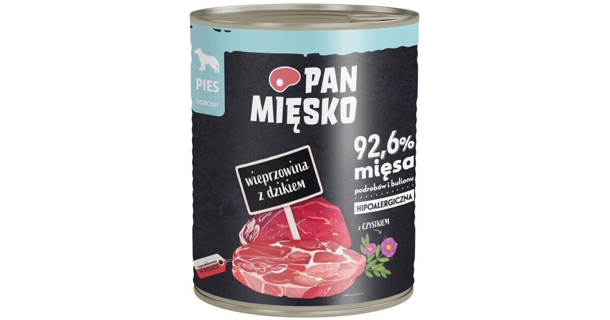 Pan Mięsko Karma mokra dla psa Wieprzowina z dzikiem (dorosły) 800g ...