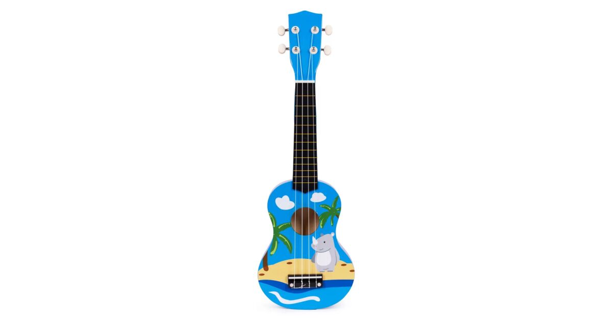 Gyerek ukulele, ECOTOYS MF019H, kék, 17,5 x 6 x 53 cm, fa, hangolható ...