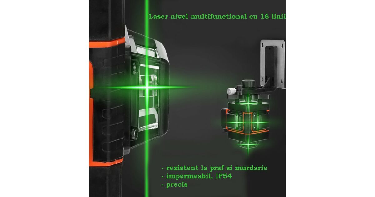Nivelă laser 4D, 16 linii, precizie 360 de grade, funcție de ...