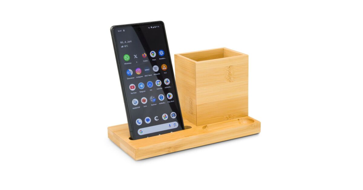 Organizator birou Rominox Desk, bambus, suport telefon, compartimente ...