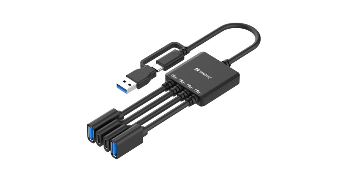 Sandberg splitter USB-C/A la 2A+2C 136-81 | Pepita.com