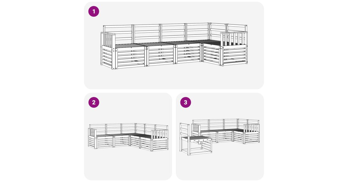 vidaXL Set canapea de exterior 5 piese Alb 247 x 128,5 x 73 cm | Pepita.com