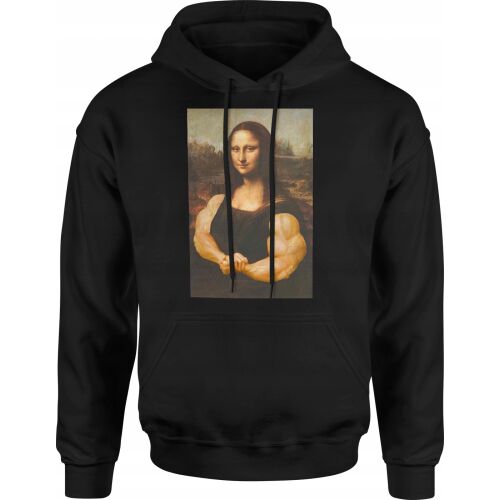 ŚMIESZNA BLUZA MONA LISA BICEPS MĘSKA NA SIŁOWNIE NADRUK DLA KULTURYSTY ...