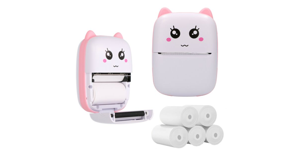 Extralink Set | EPP-001 Pink thermal printer + Plain thermal paper 5 ...