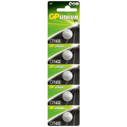 GP Battery (CR1632) Lithium coin, CR1632-7U5 (5 batteries / blister) 3V ...