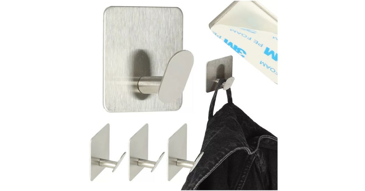 Selbstklebende Bad-Wandhaken, Silber, 4er-Set | Pepita.com