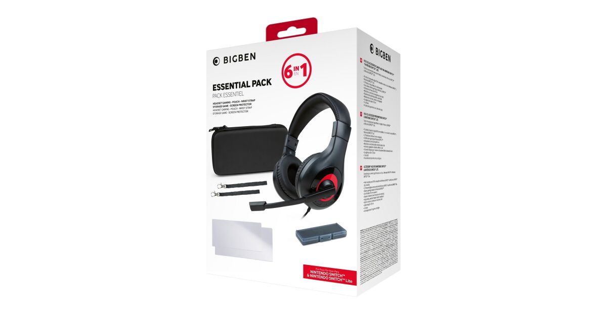 NACON Nintendo Switch Gamer 6in1 sztereo fejhallgató csomag fekete ...