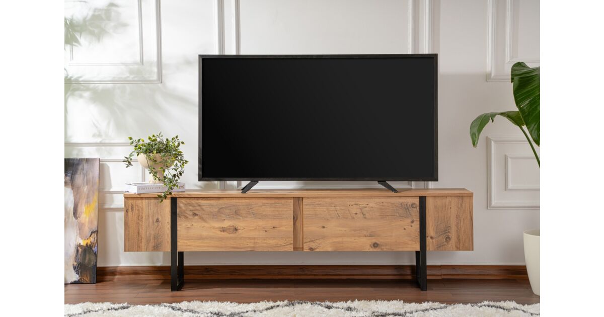 Hanah Home TV Stand Atlantic Pine Black Serenity - Atlantic Pine, Black ...