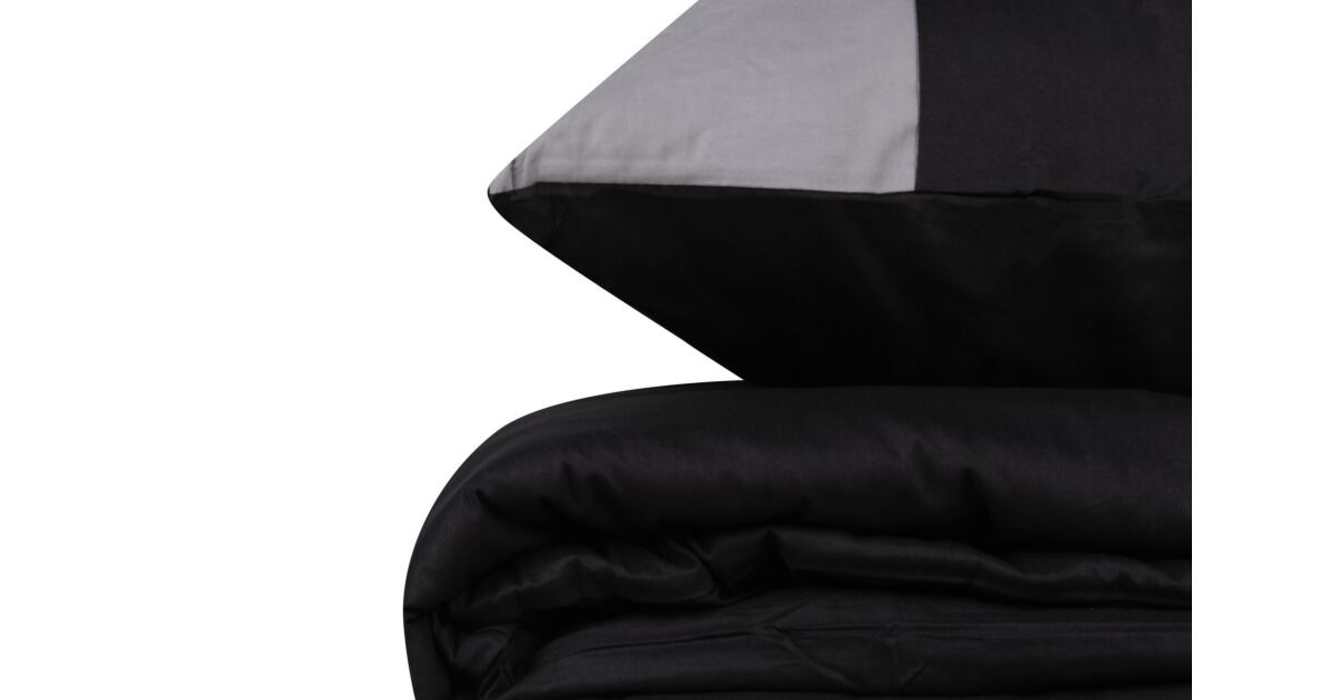 L'essentiel Maison Ranforce Double Quilt Cover Set Black Grey Plain ...
