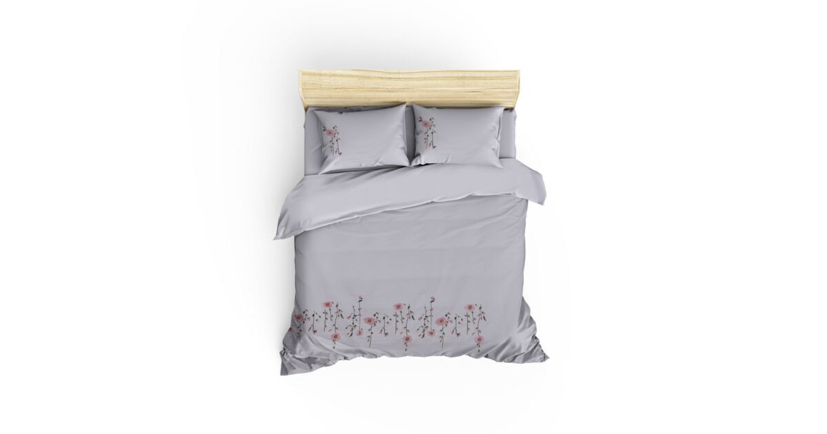 L'essentiel Maison Satin Double Quilt Cover Set White Pink Perla ...
