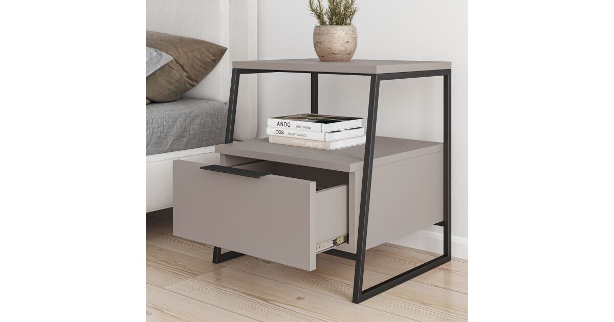 Hanah Home Nightstand Light Mocha Black Pal - Light Mocha v2 | Pepita.hu