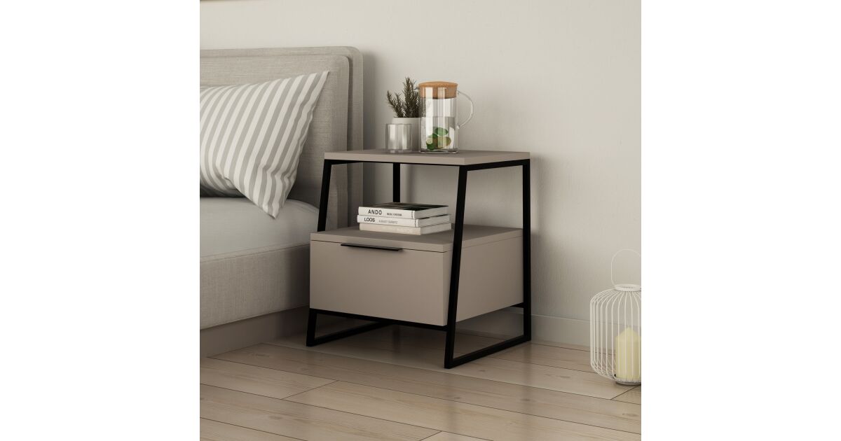 Hanah Home Nightstand Light Mocha Black Pal - Light Mocha v2 | Pepita.hu