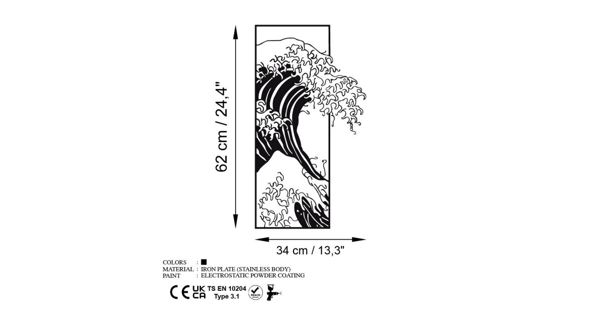 Wallity Decorative Metal Wall Accessory Black Waves 3 | Pepita.hu