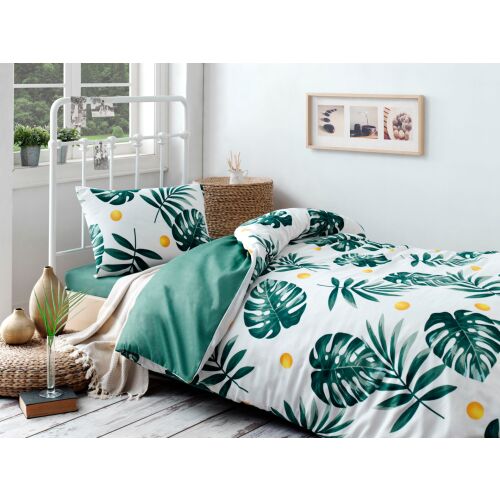 L'essentiel Maison Single Quilt Cover Set Green White Yellow Monstera ...