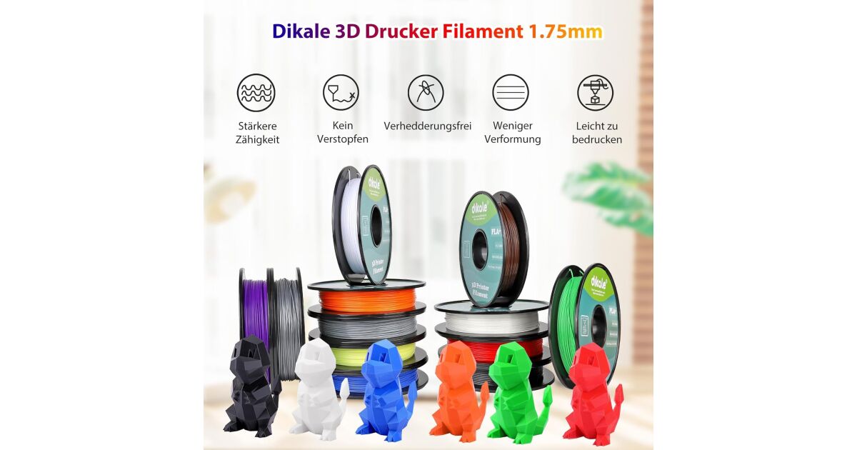 PLA Filament Set für Präzisions-3D-Druck, 12 Farben, 1,75 mm, 6 kg ...