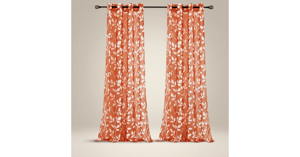 Voile-Vorhänge mit Ösen, 2er-Set, 140x245 cm, mit orangefarbenem ...