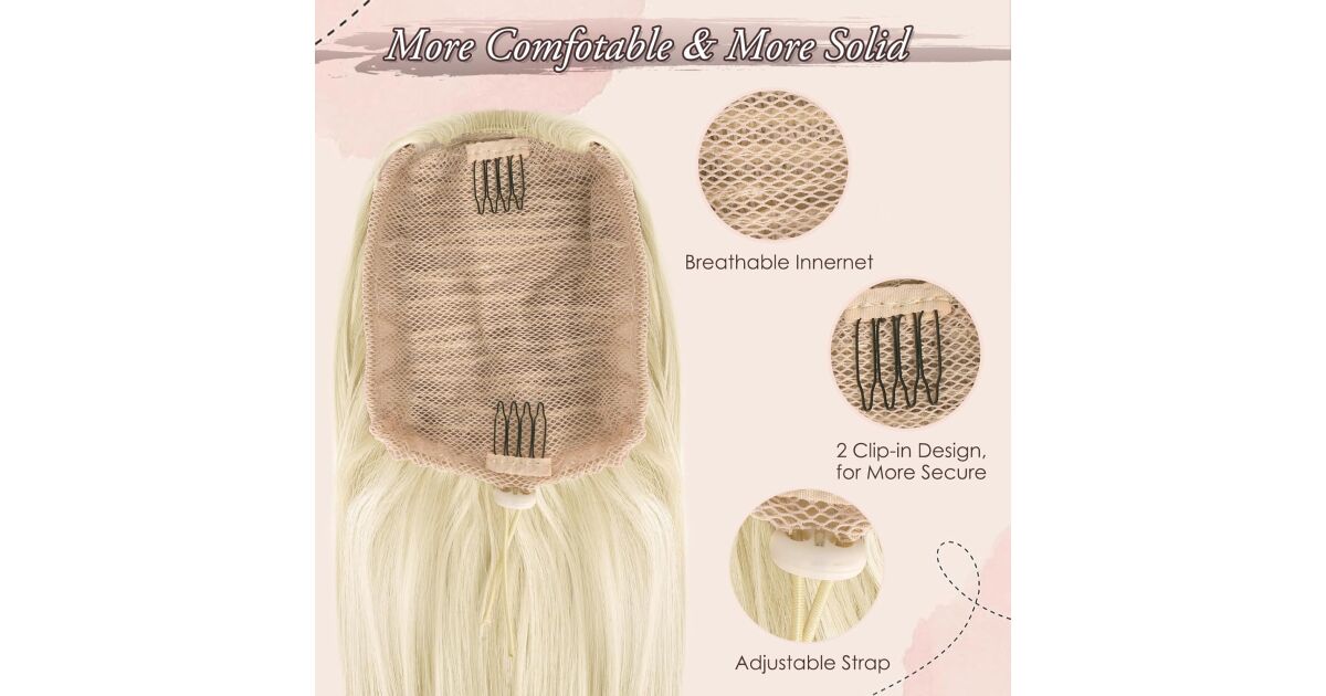 Pripínací cop Syntetické Vlasy, Realistické, Rovné, Hodvábne, Blond 70 ...