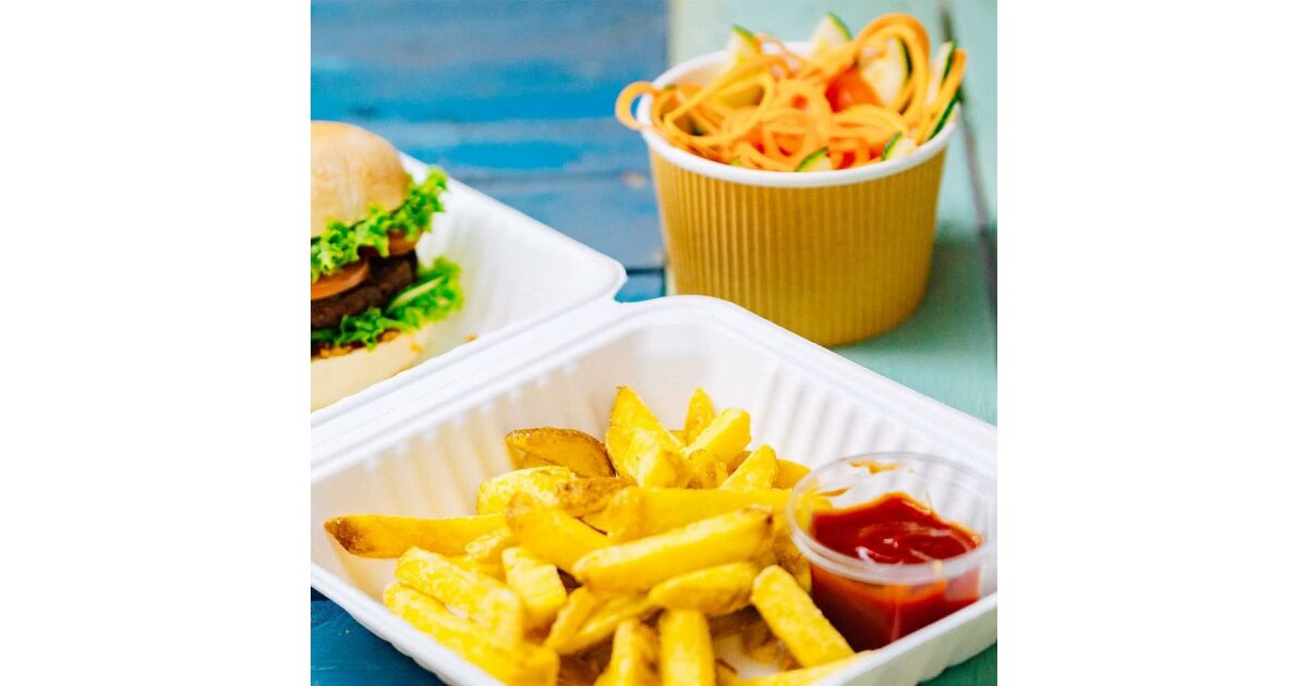 Ökológiai burgerdoboz szett 500 db 14,3x15 cm Fehér — burger doboz ...