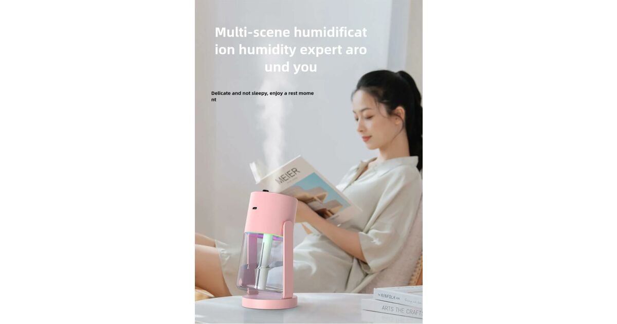 Umidificator de aer cu difuzor ultrasonic roz de 300 ml cu proiector de ...