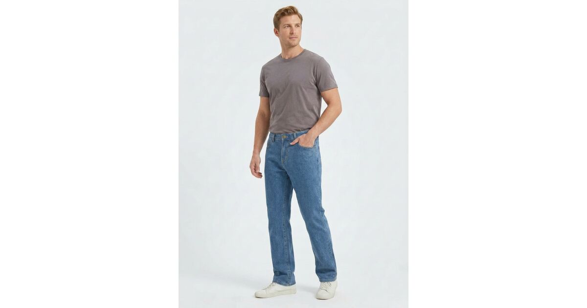 Men's Stretchy Straight Fit Comfortable Classic Blue Jeans W32 L34 ...