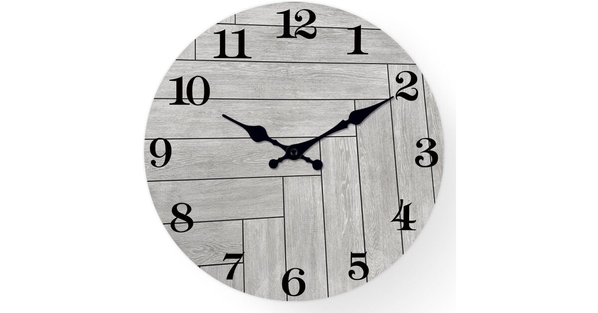 Dekoracyjny retro cichy wiejski zegar ścienny MDF szary 61 cm duży ...