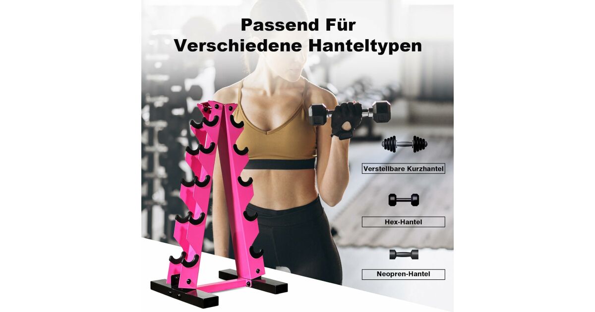 5-stufiges Hantelablage aus Stahl für Fitness-Training, Pink | Pepita.com