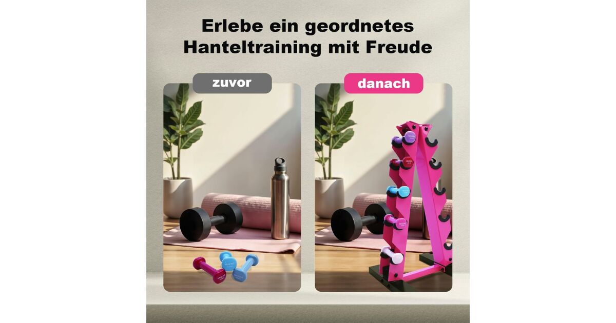 5-stufiges Hantelablage aus Stahl für Fitness-Training, Pink | Pepita.com
