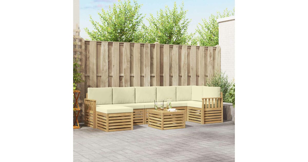 vidaXL Kültéri kanapé szett 8 pcs Fehér és Krém színű 59 x 59 x 37 cm ...