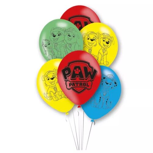Mancs Őrjárat Color Paws léggömb, lufi 6 db-os 11 inch (27,5 cm ...