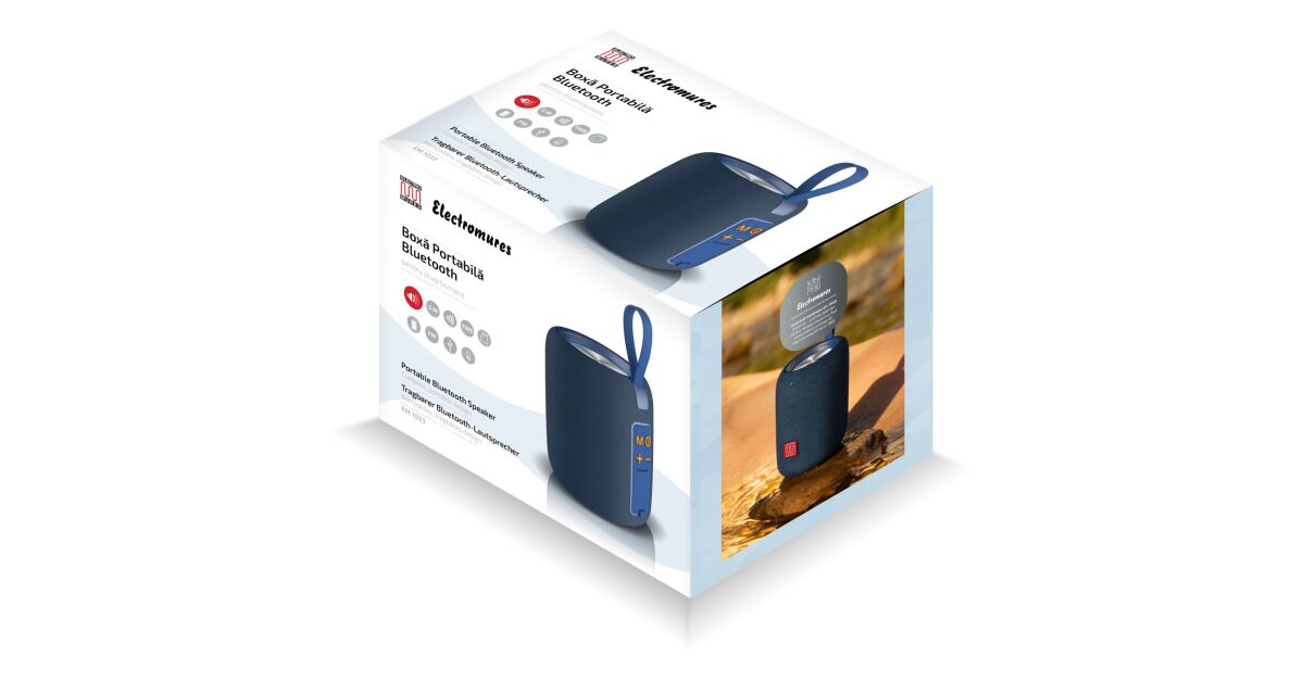 Hordozható Bluetooth hangszóró Electromures EM 1033, 5W, USB és TF port ...