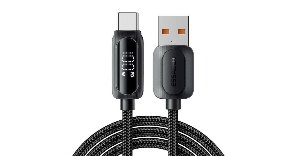 ESSAGER ES-X57 - 2 metri, USB-A - USB Type-C cablu . Afișaj digital ...