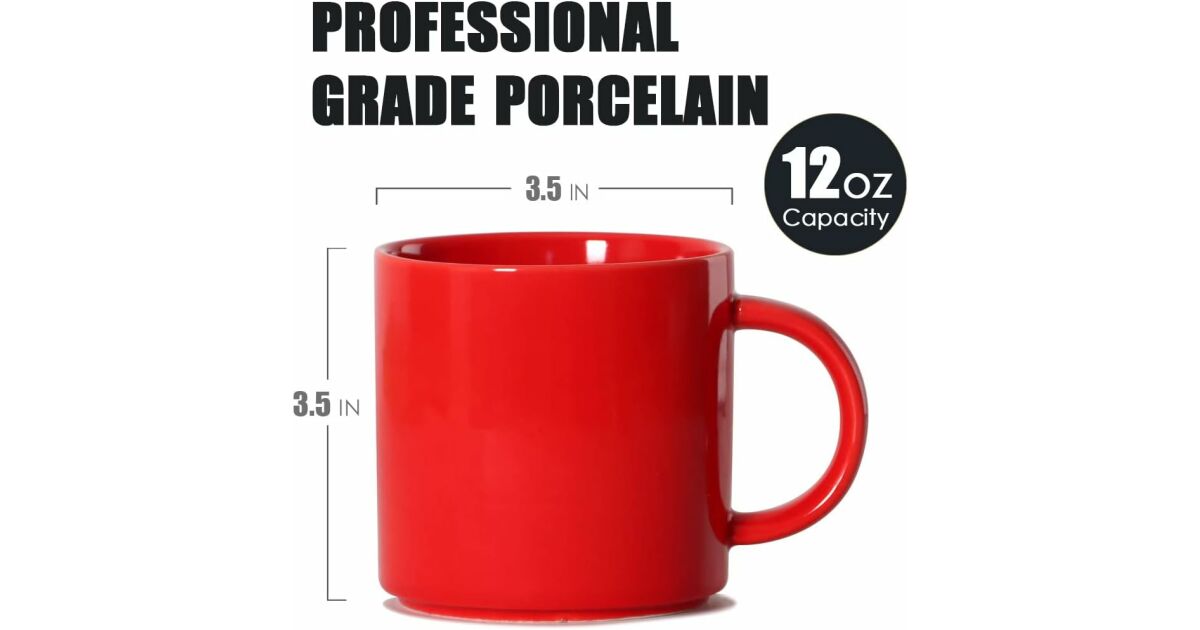 Elegantné červené keramické šálky na kávu 340 ml, súprava 4 kusov ...