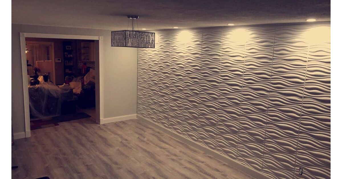 Dekoracyjne panele ścienne 3D PVC w kolorze białym, 12 szt., 50 x 50 cm ...