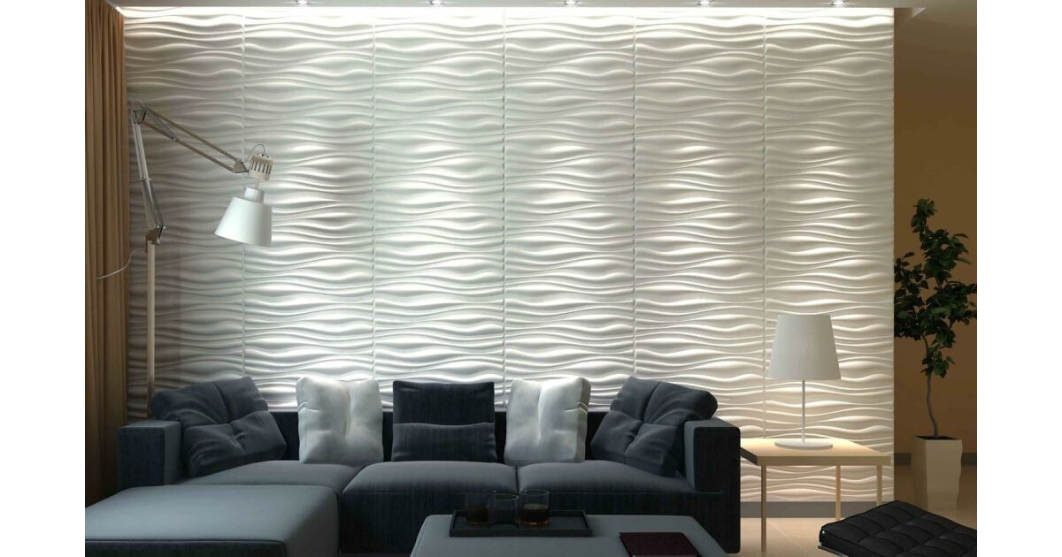 Dekoracyjne panele ścienne 3D PVC w kolorze białym, 12 szt., 50 x 50 cm ...