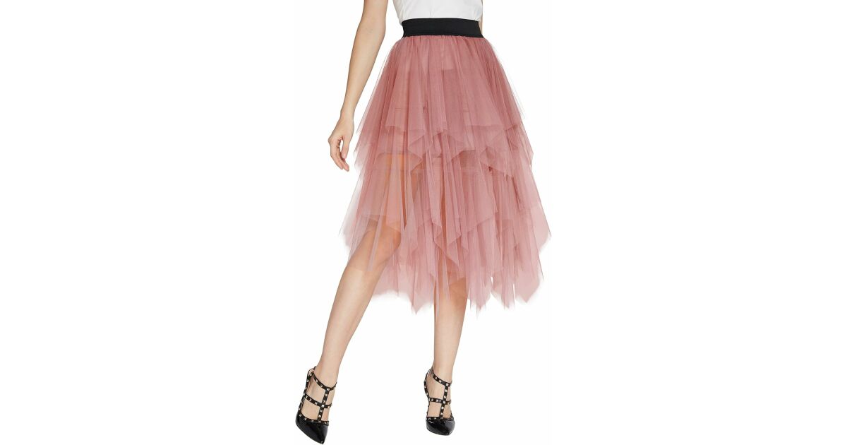 Damen Rosa Midi Asymmetrischer Tüll Tutu Rock Rosa L — rosa Tüllrock ...
