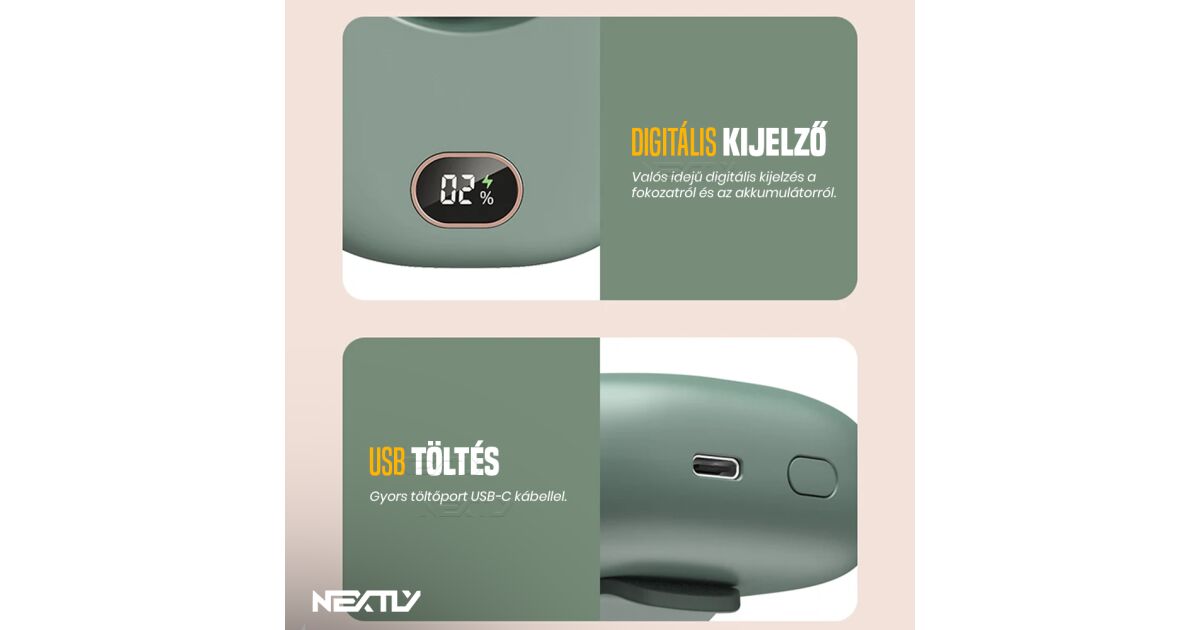 Ventilator portabil NEXTLY cu șnur, hands-free, 3 trepte de viteză ...
