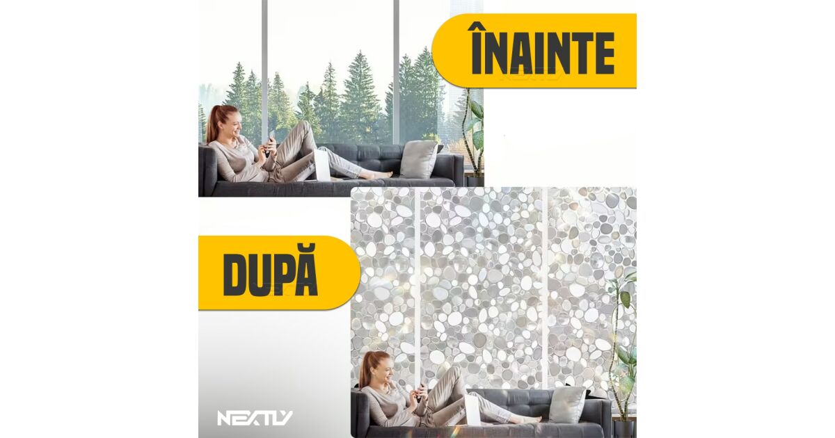 Dekoratív ablakfólia NEXTLY, 3D textúra, újrafelhasználható, állítható ...