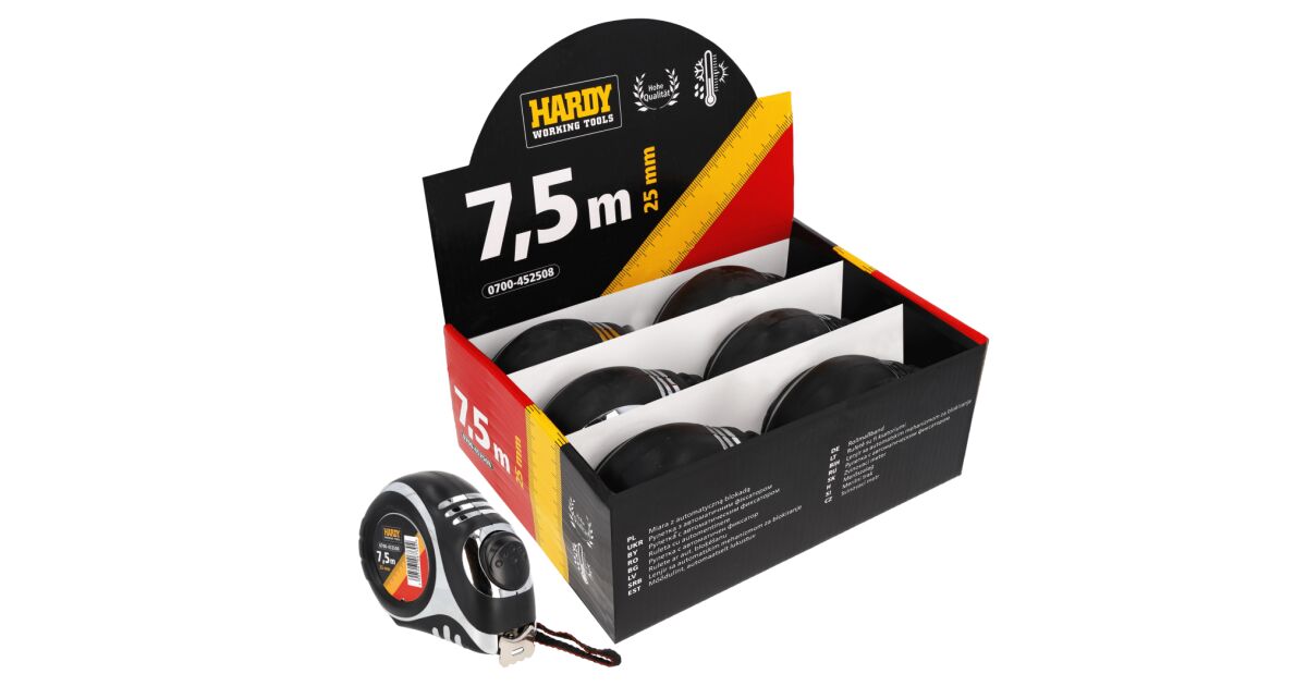 Mérőszalag Hardy PRO *45* széria, automatikus rögzítéssel, 7,5 m x 25 ...