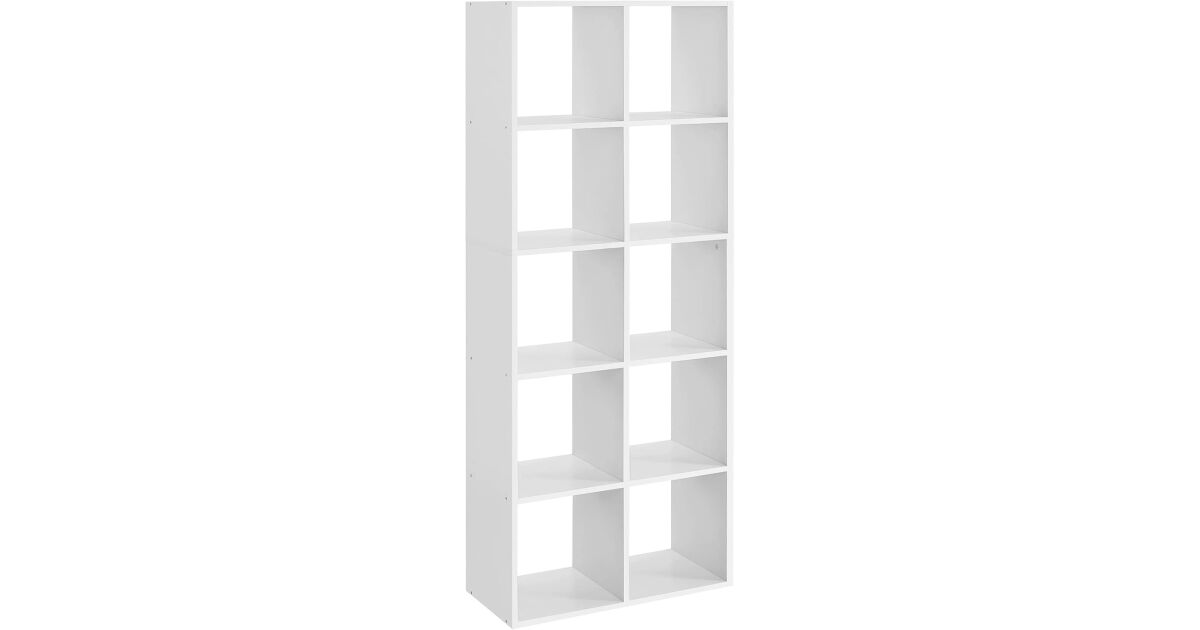 10 rekeszes könyvespolc, kockás tárolópolc, skandináv stílus, 66x30x162 ...