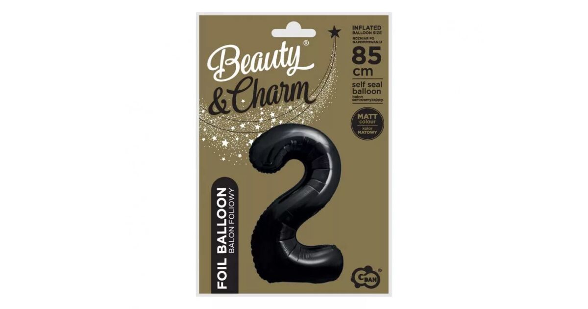 Fekete 2-es B&C Matt Black szám fólia lufi 85 cm | Pepita.hu