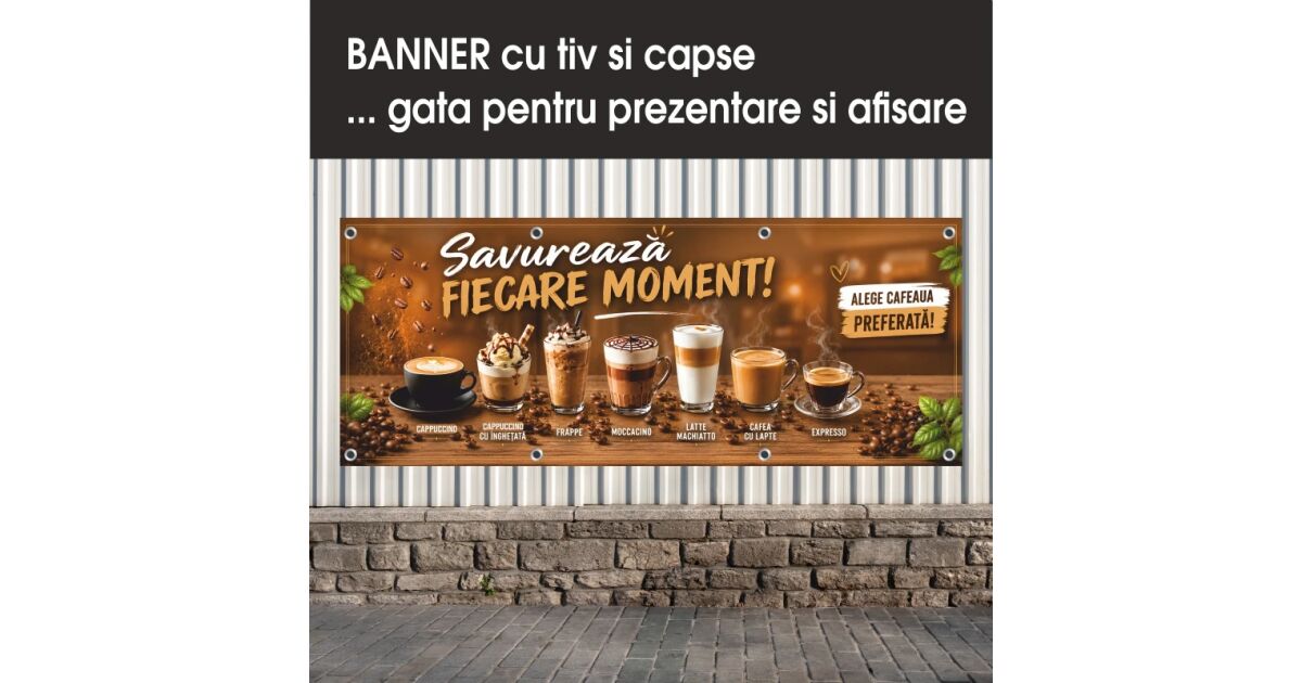Banner MEDIA, Cafea, frappe, expresso model1, 250 x 100 cm, de exterior ...