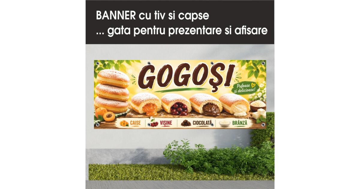 Banner MEDIA, Gogosi model1, 300 x 120 cm, de exterior | Pepita.com