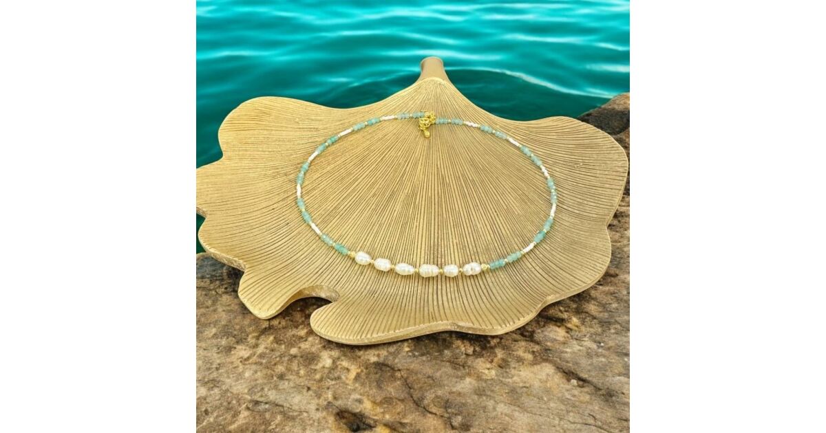 Elegáns Alisa choker nyaklánc ezüstből és amazonit kristályokból ...