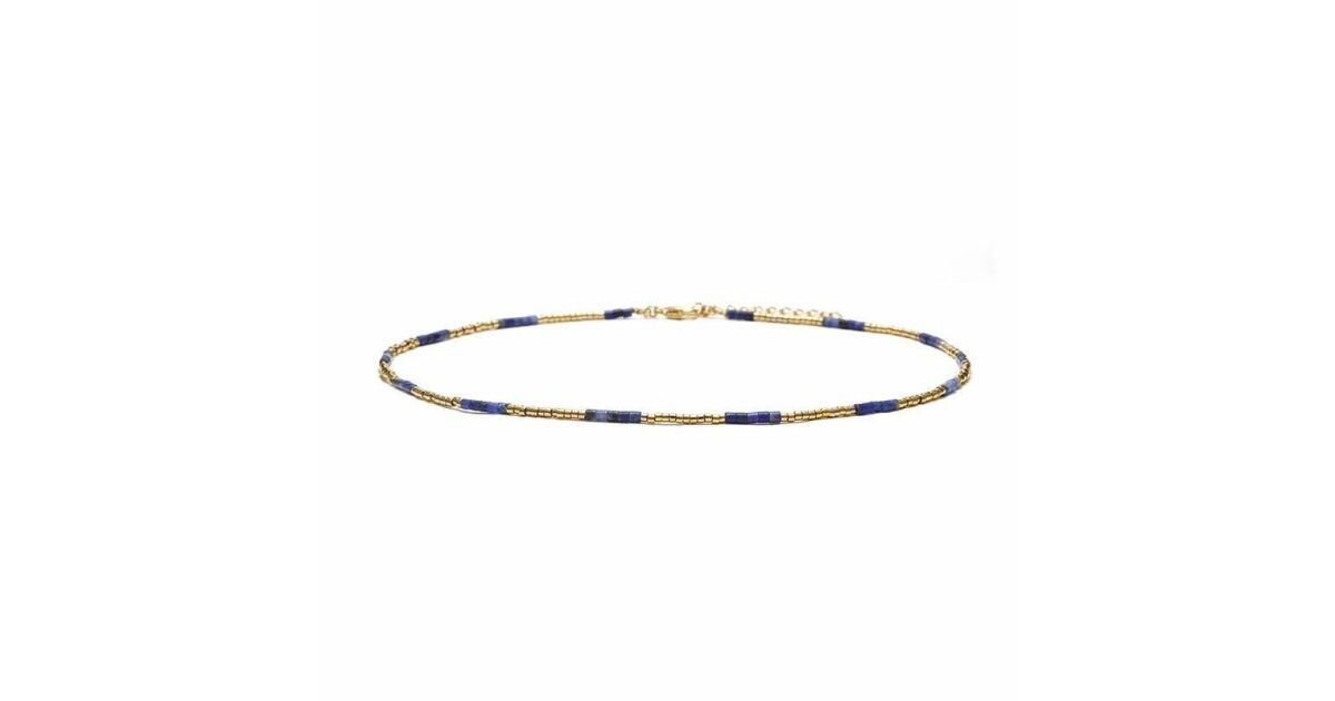 Choker nyaklánc 18K arannyal bevonva, Ezera, természetes kövekkel ...